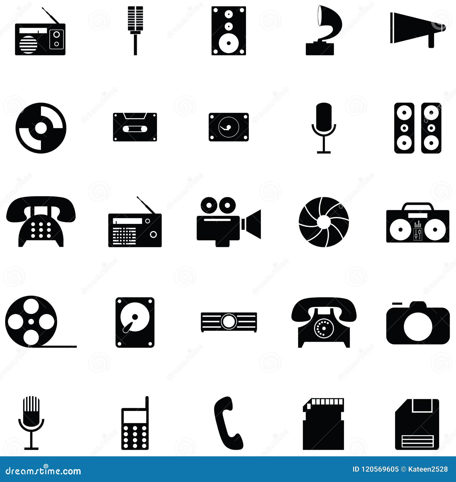 Old technology icon set stock vector. Illustration of background ...