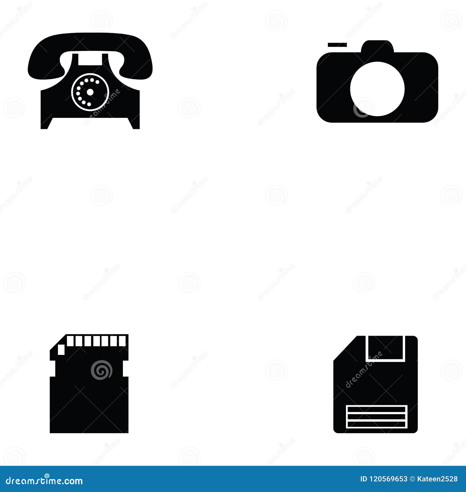 Old technology icon set stock vector. Illustration of contact - 120569653