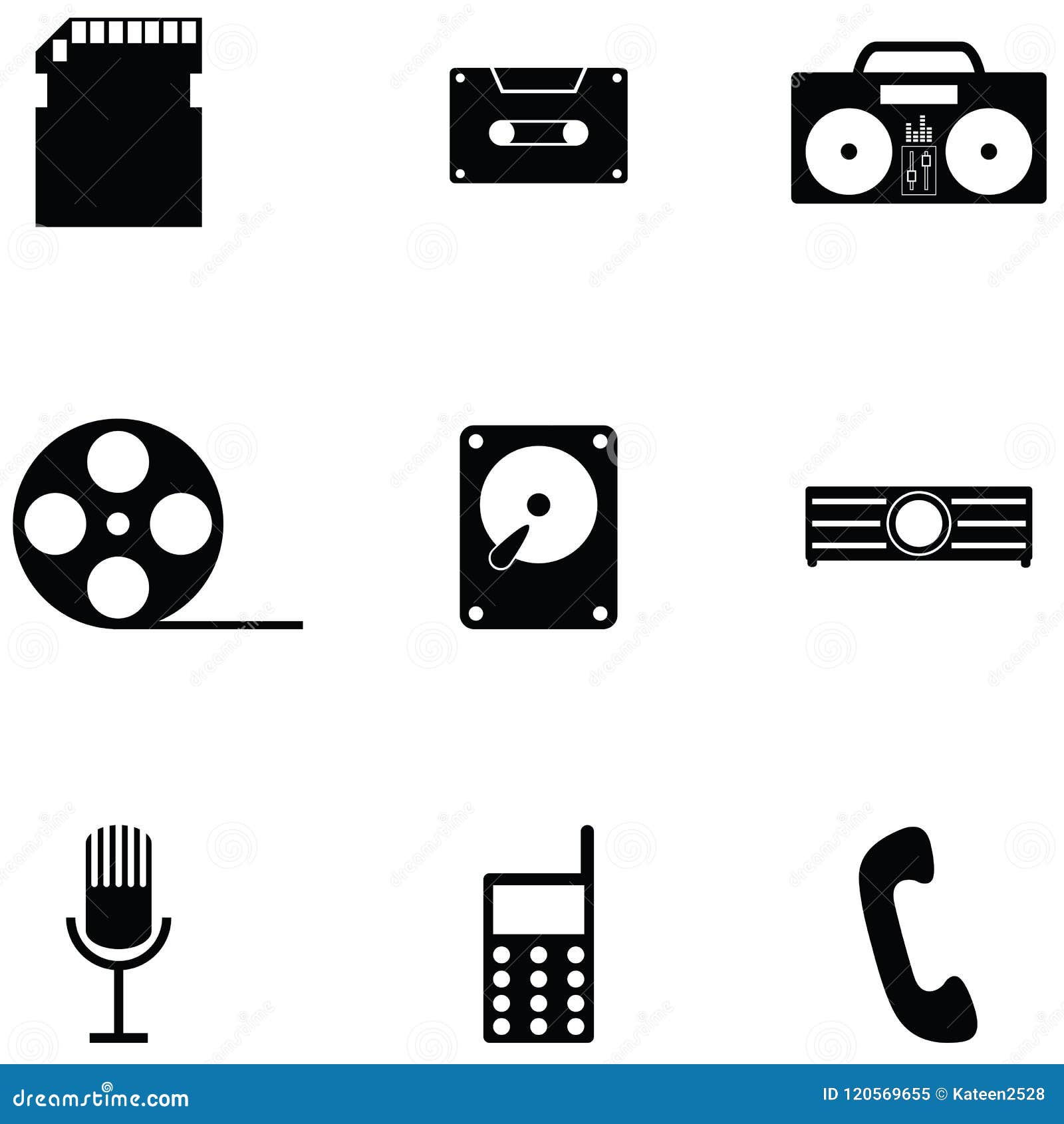 Old technology icon set stock vector. Illustration of telephone - 120569655