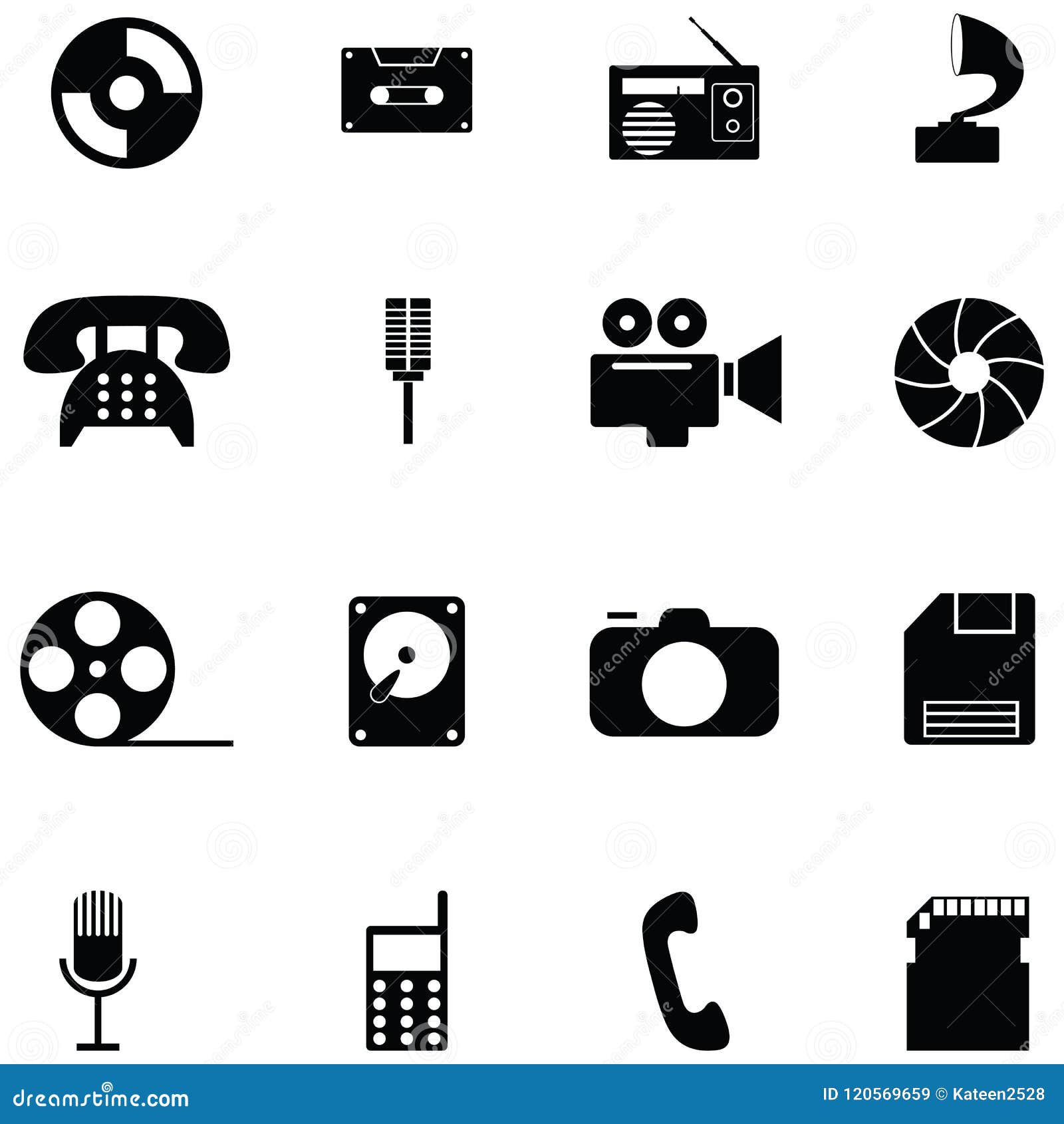 Old technology icon set stock vector. Illustration of retro - 120569659