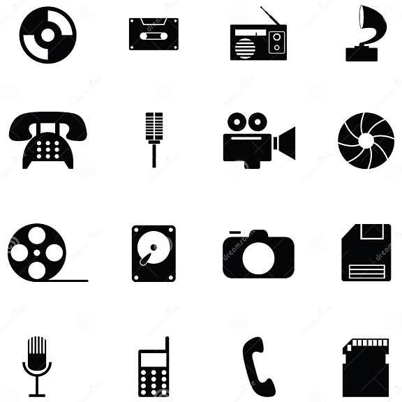 Old technology icon set stock vector. Illustration of retro - 120569659