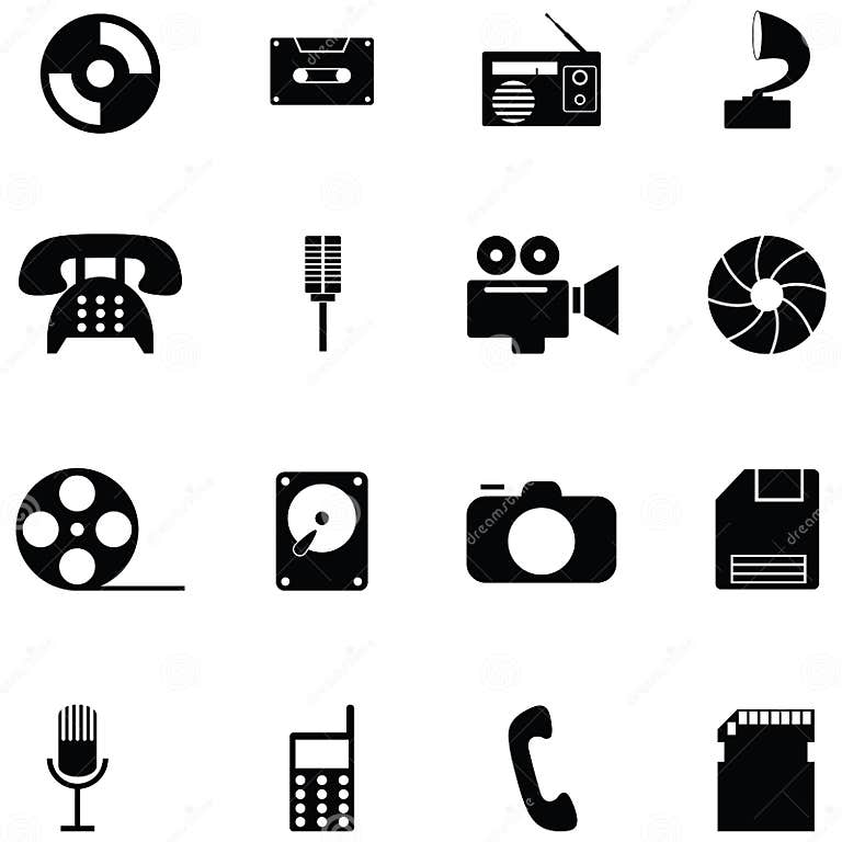 Old technology icon set stock vector. Illustration of retro - 120569659