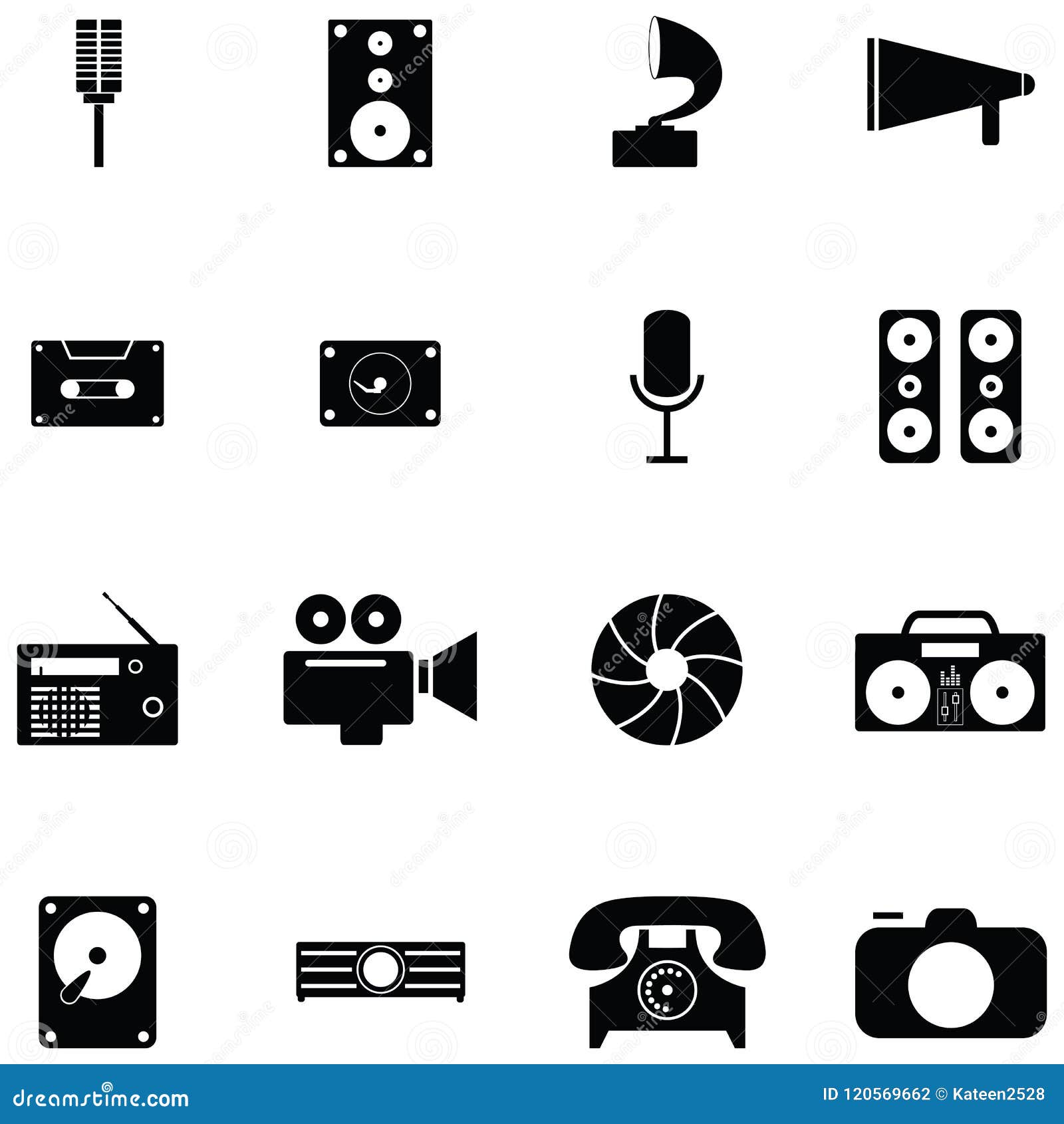 Old technology icon set stock vector. Illustration of black - 120569662