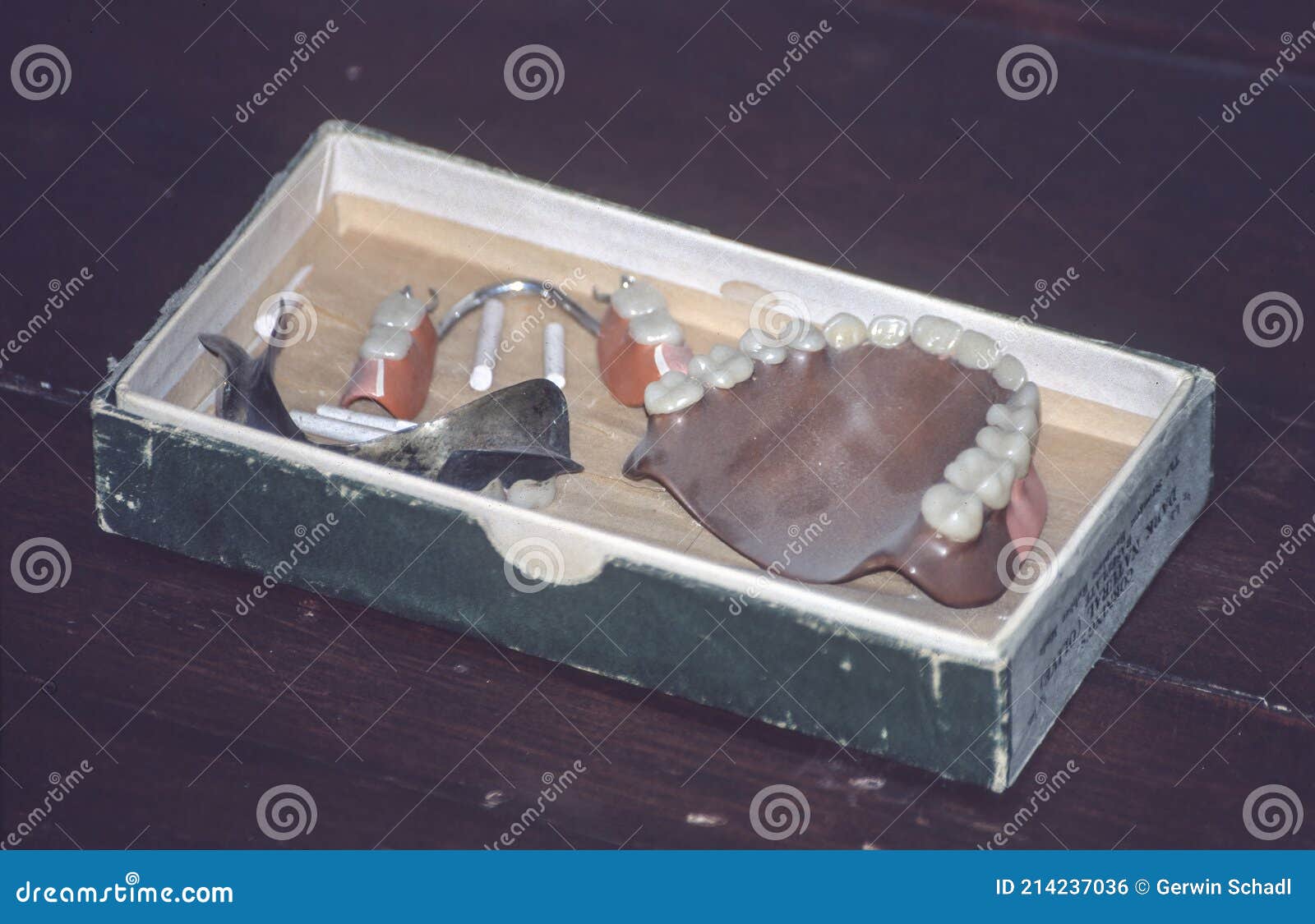 Old Teeth and Dentures in a Box Stock Photo - Image of century ...