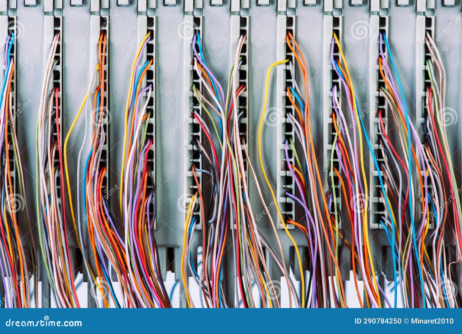 Telecommunication Switchboard Panel with Copper Cable Wires Stock Photo ...
