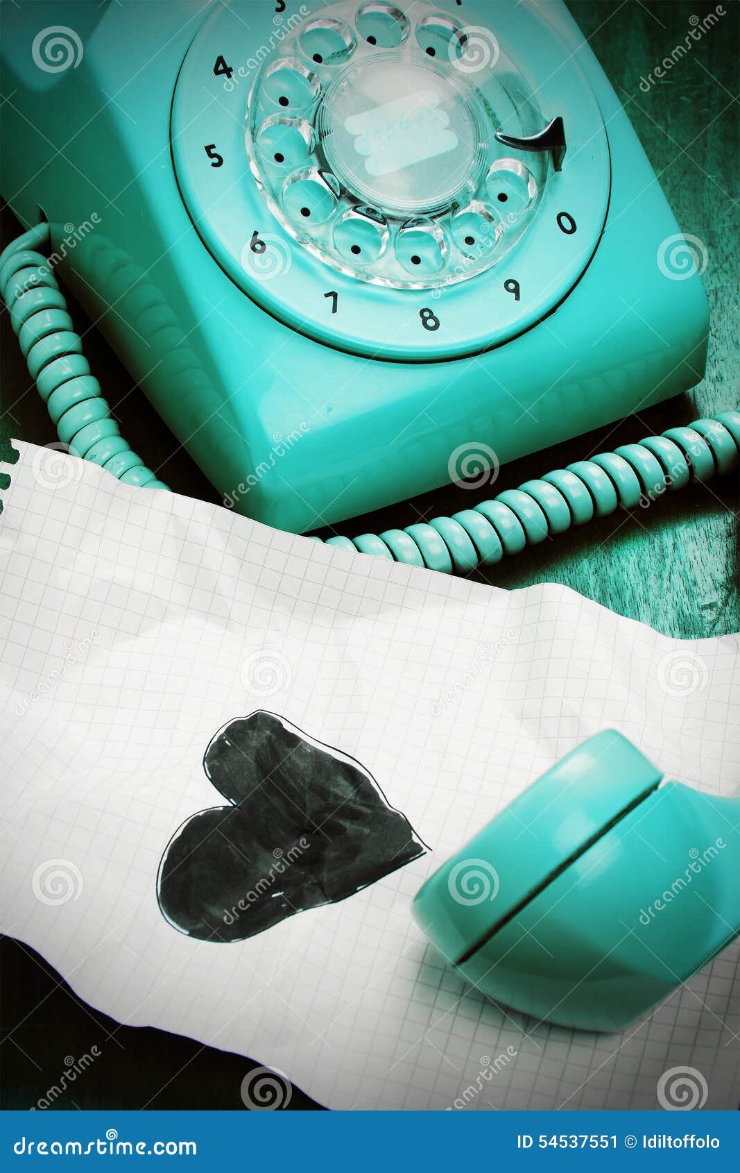 Old Telephone and Heart Shape Stock Image - Image of event, wrinkled ...