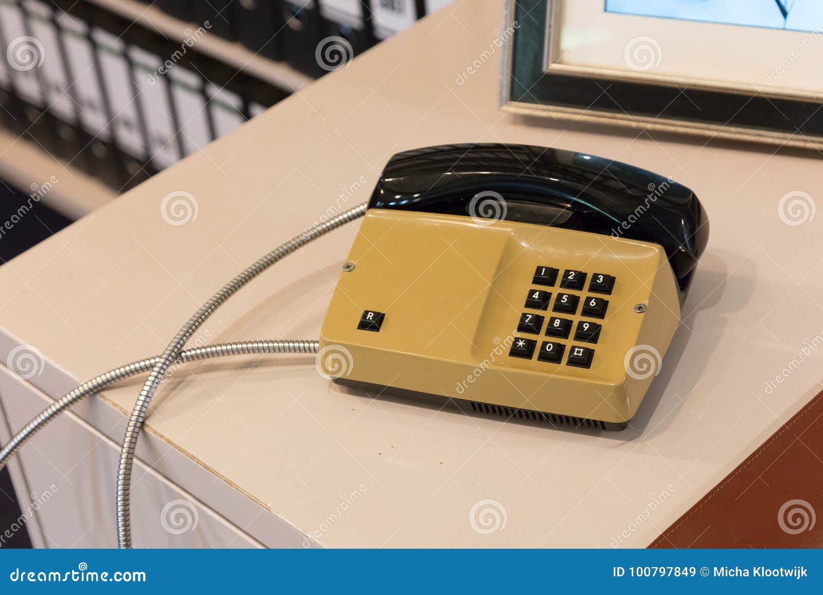 Old telephone in an office stock image. Image of bakelite - 100797849