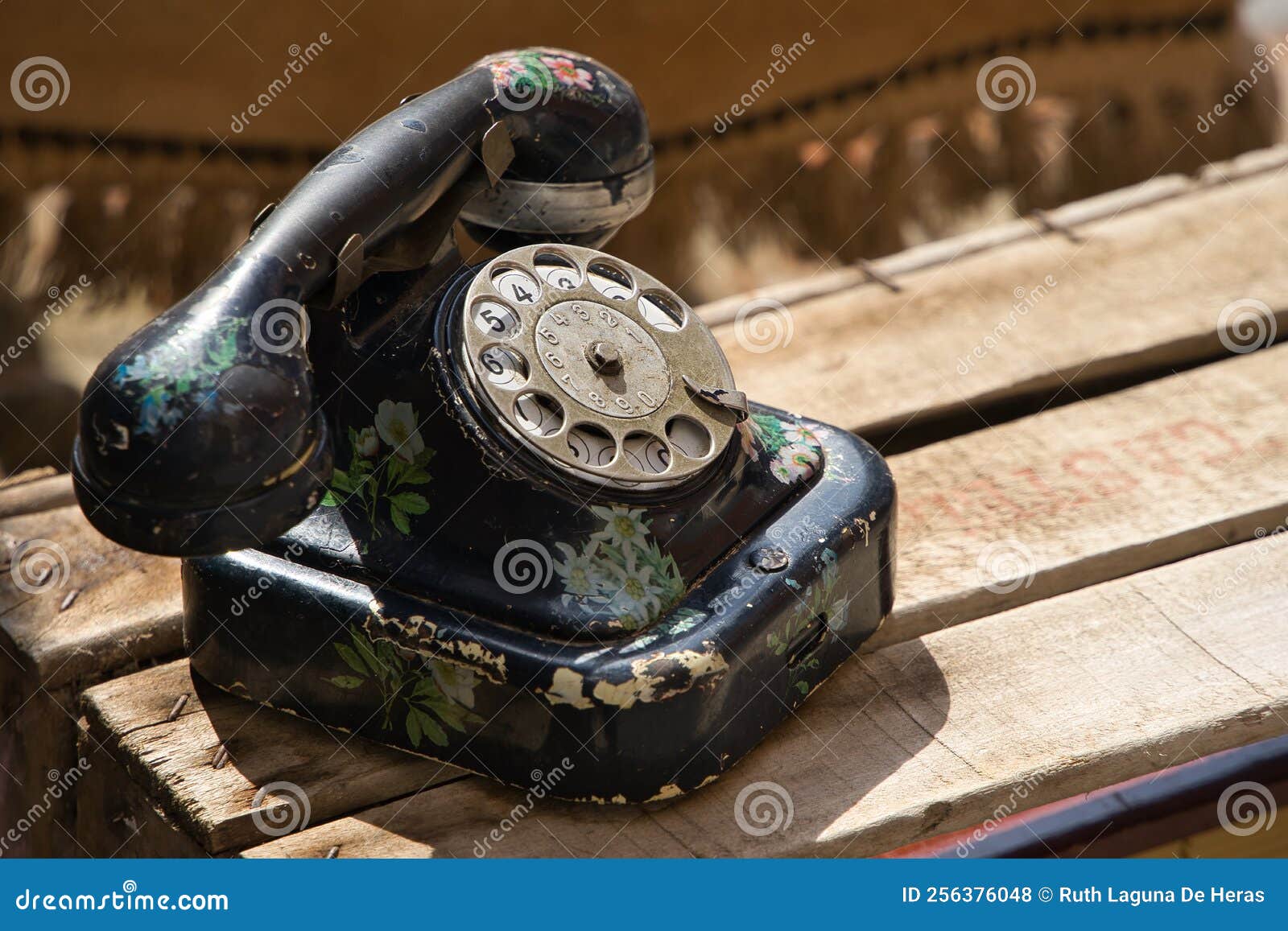 Old Telephone with Rotating Wheel, Retro and Vintage.Copy Space for ...
