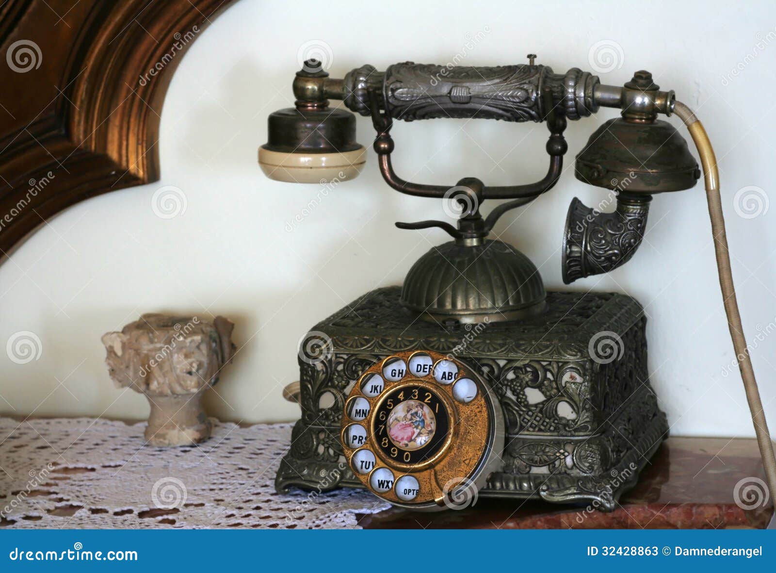 Old telephone on the table stock image. Image of antiquated - 32428863