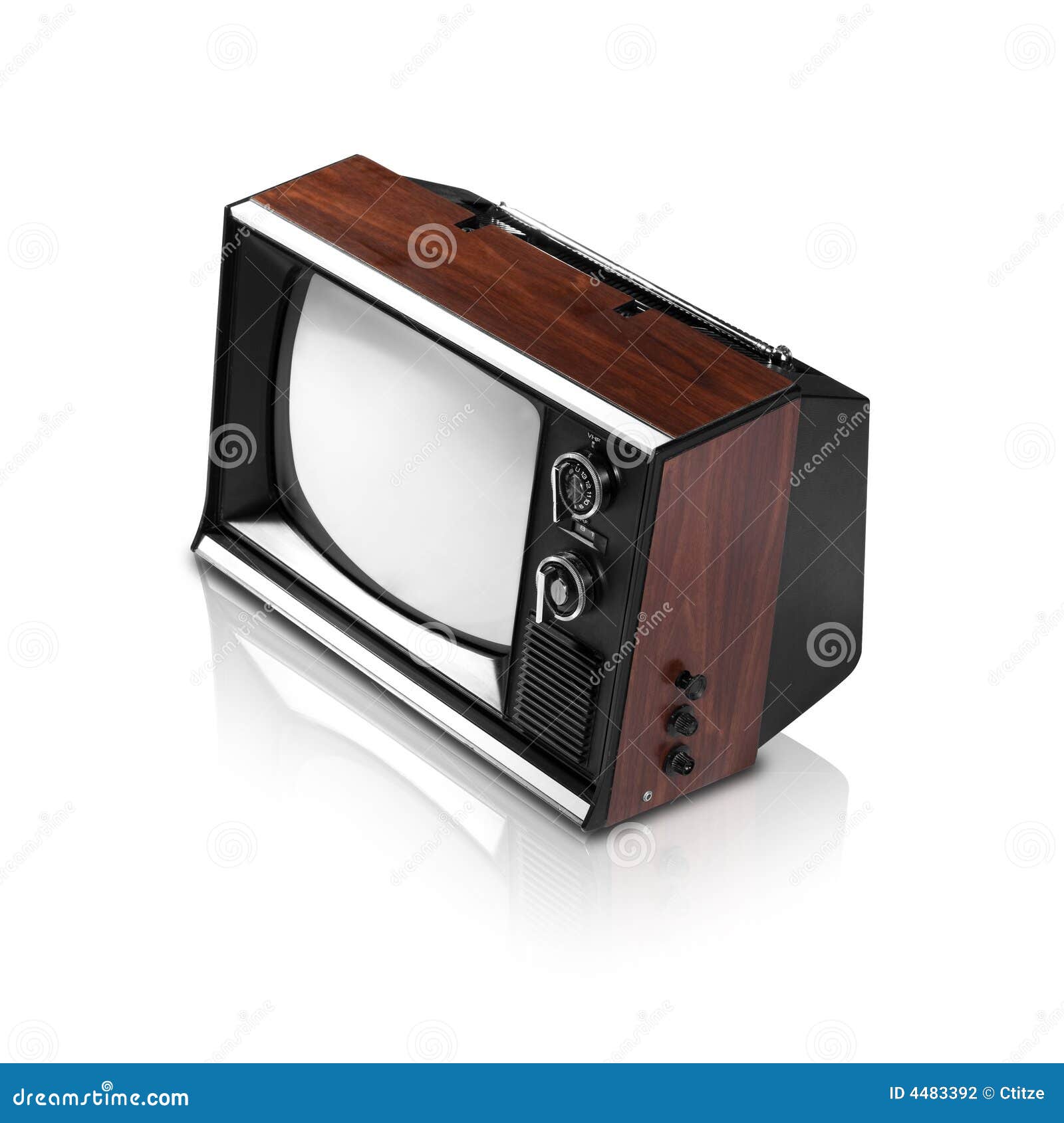Old Television (with Clipping Path and Reflection) Stock Photo - Image ...