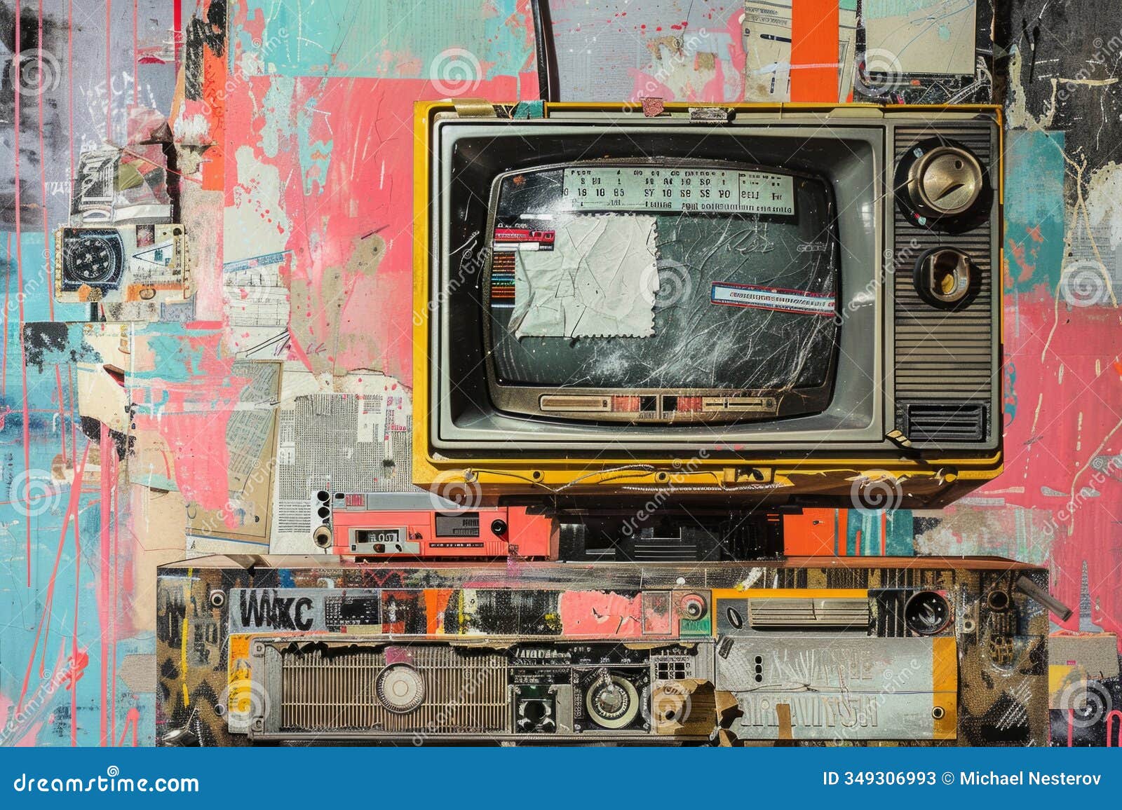 Old Television Showing Static Noise Representing Past Memories Stock ...