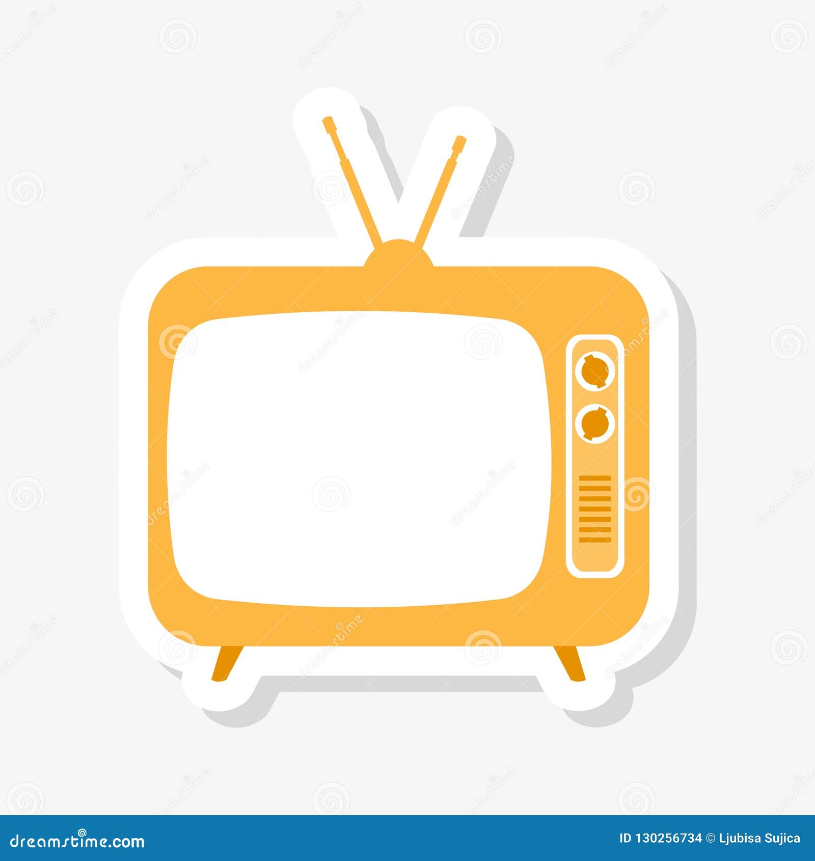 Old Television Sticker, Yellow Tv Icon Stock Vector - Illustration of ...