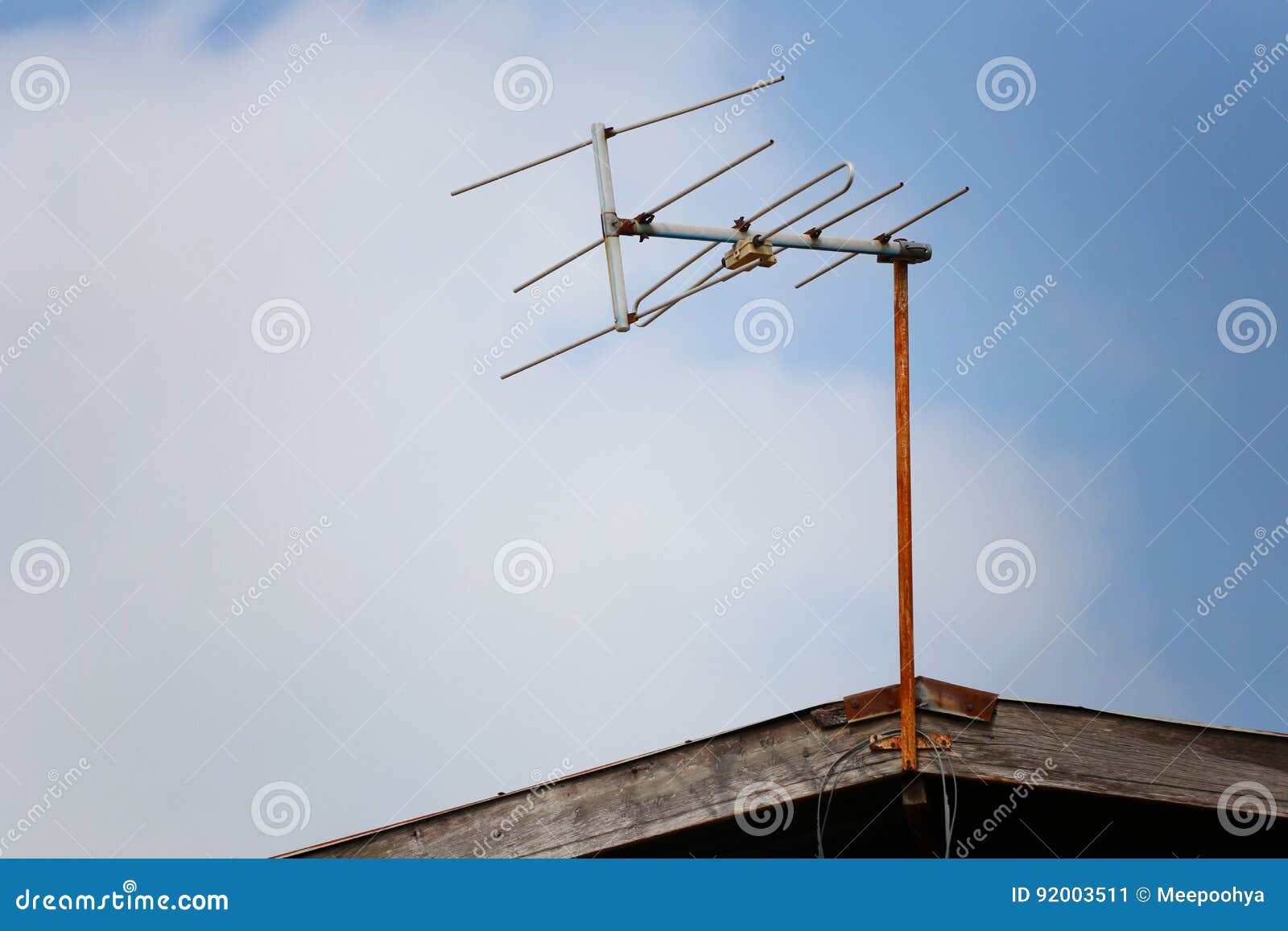 Old Television Tower on the Roof House. Stock Image - Image of ...