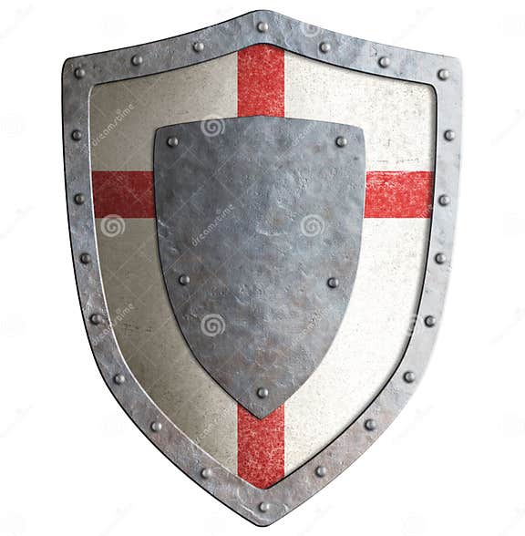 Old Templar or Crusader Metal Shield Isolated Stock Image - Image of ...