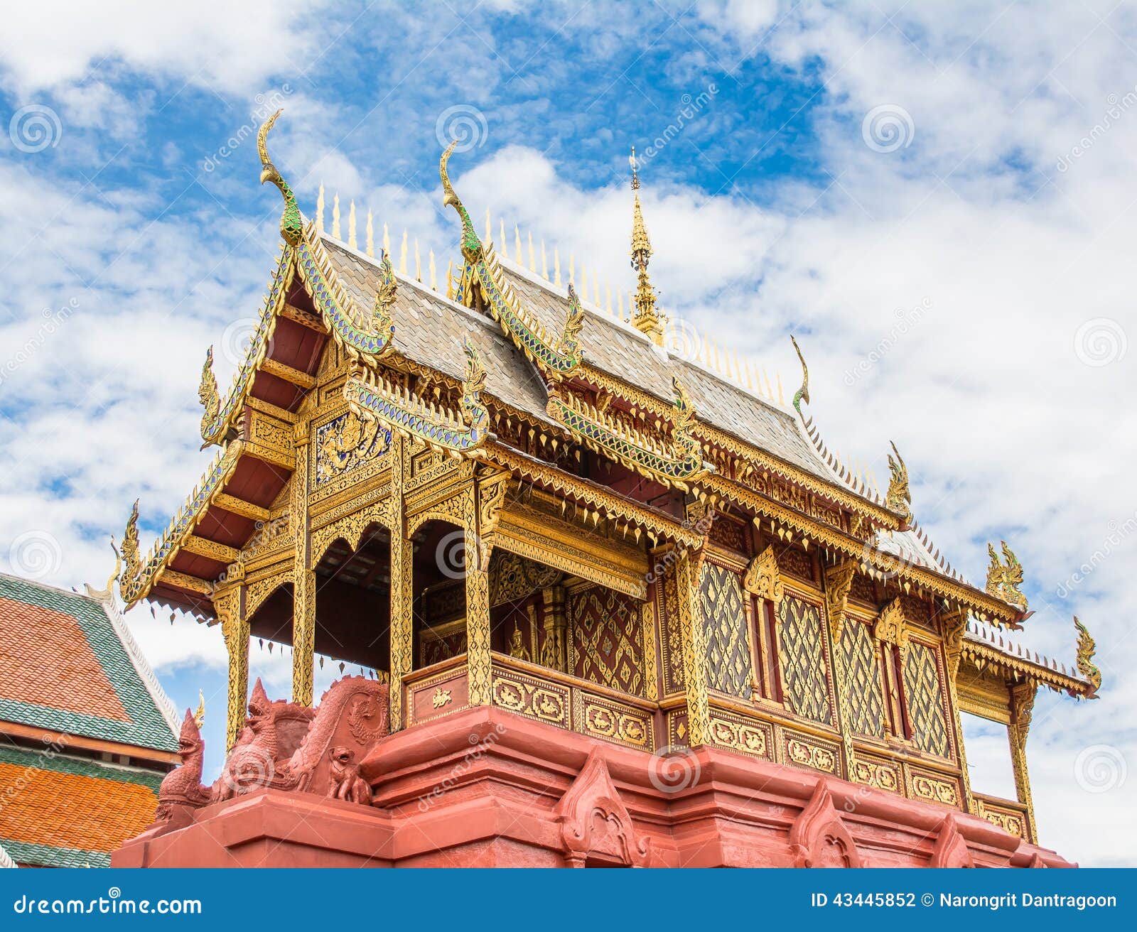 Old Temple with White Cloud and Blue Sky Stock Photo - Image of ...