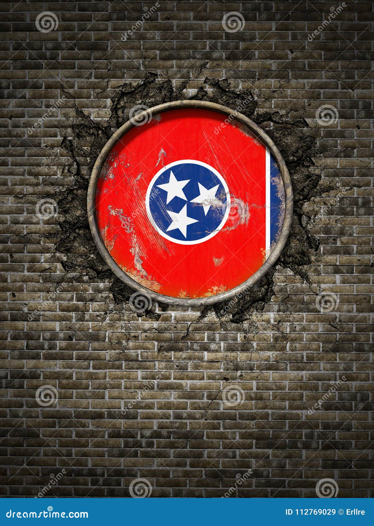 Old Tennessee Flag in Brick Wall Stock Illustration - Illustration of ...