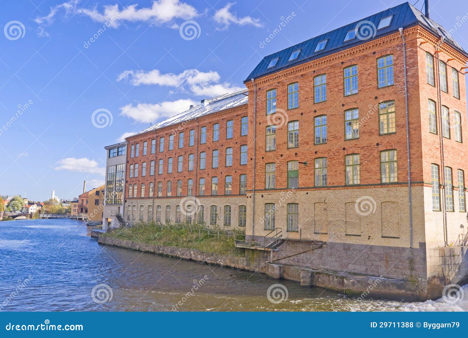 Old Textile Factory, Norrkoping Stock Photo - Image of water, blue ...