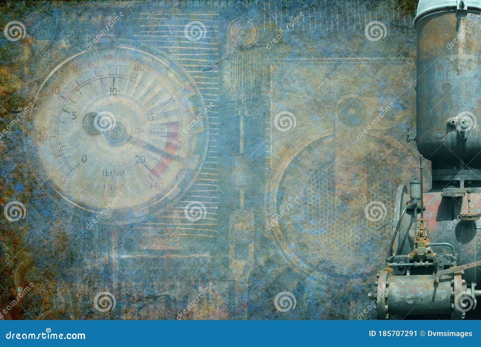 Steampunk Blue Texture Background Stock Image - Image of machinery ...