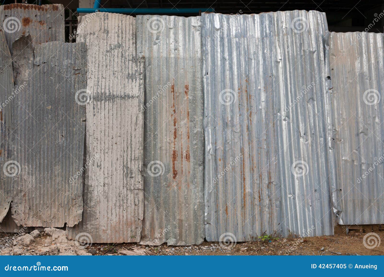 Old Texture and Rusty Zinc Fence Stock Image - Image of silver, close ...
