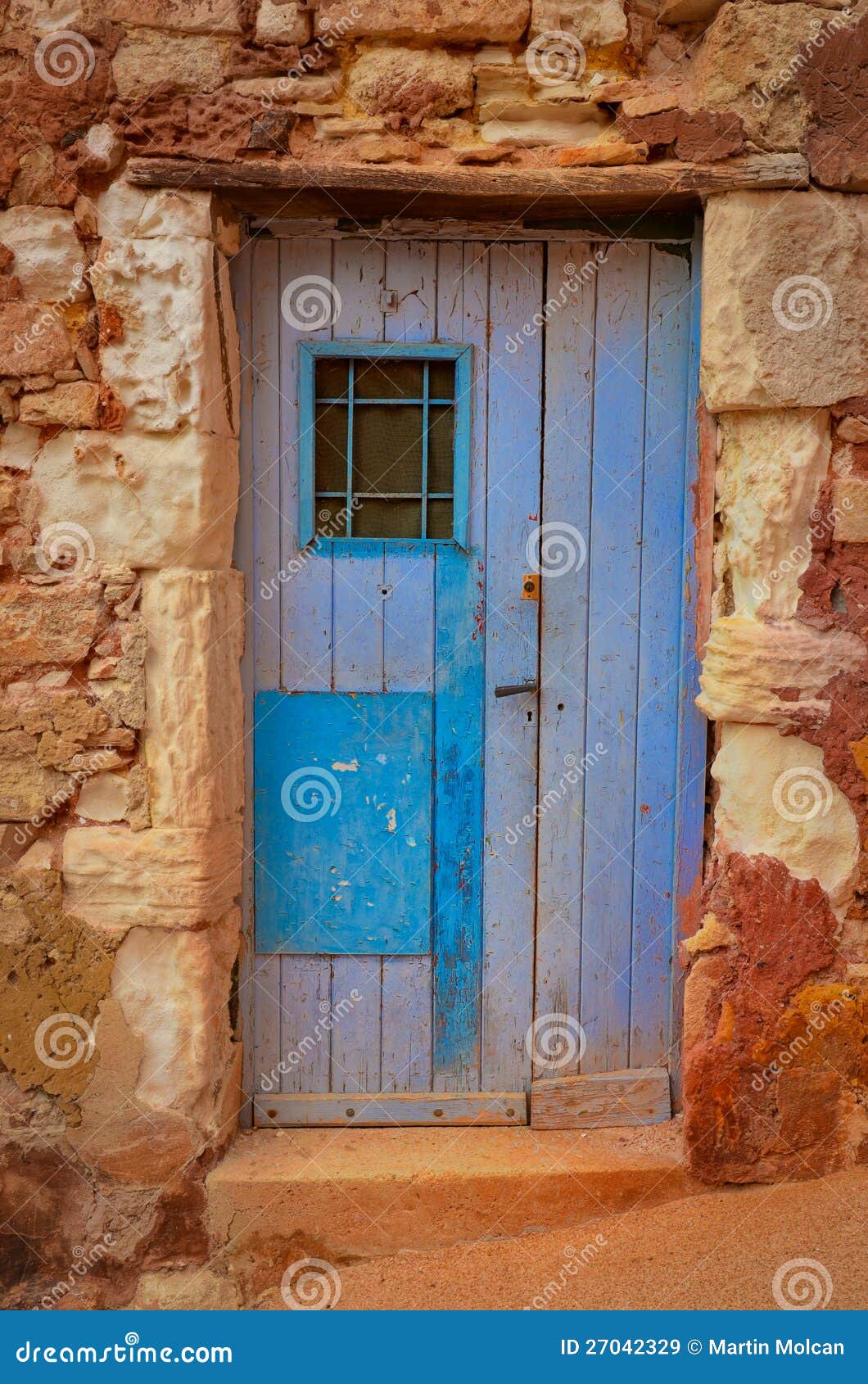 Old Textured Door in a Stone Wall Stock Image - Image of middle, farm ...
