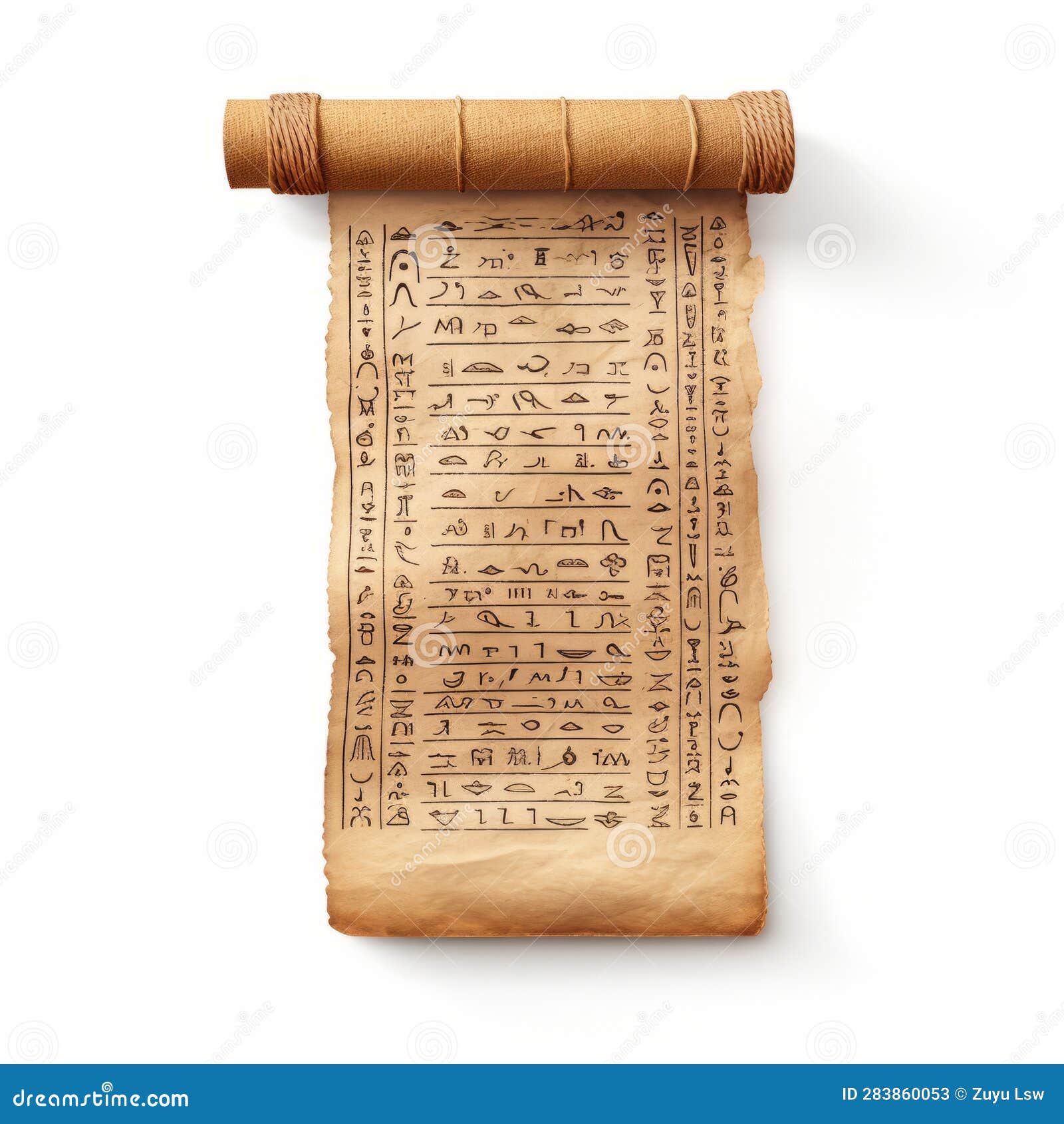 Old Textured Wide Papyrus Scroll With Ancient Egypt Hieroglyphics ...