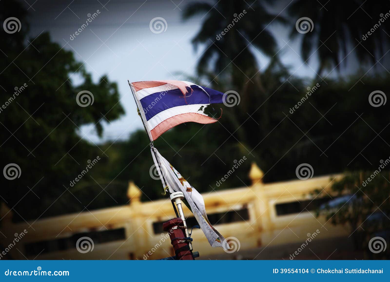 Old Thailand Flag Blowing in the Wind Stock Photo - Image of fourth ...