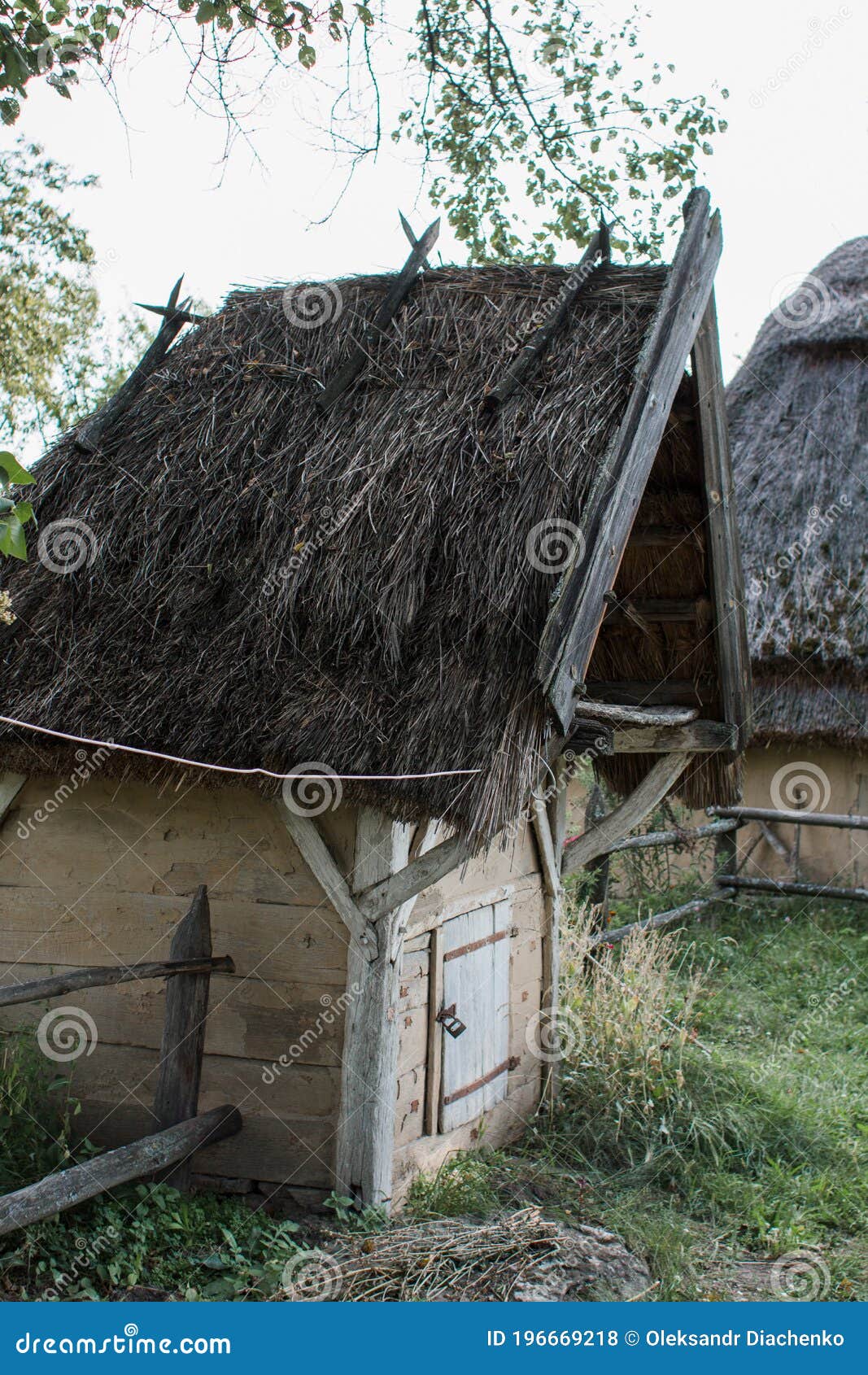 Old Thatched Cottage in the Forest Stock Photo - Image of exterior ...