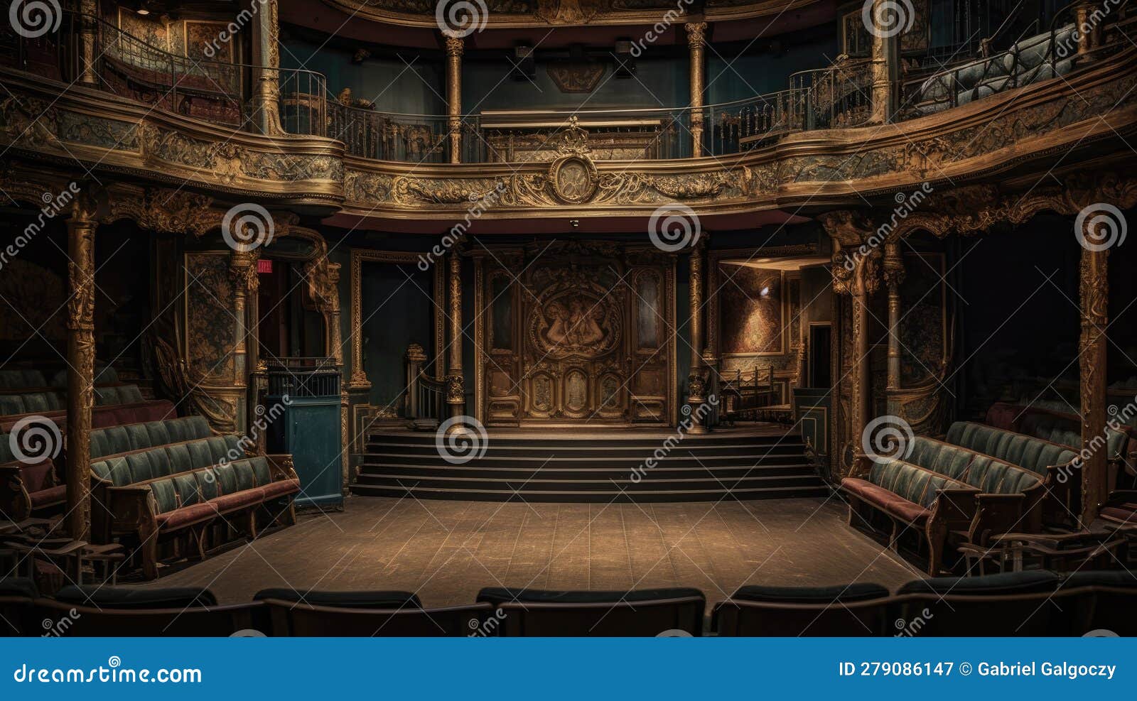 Old Theater in the Style of the 19th Century Stock Illustration ...