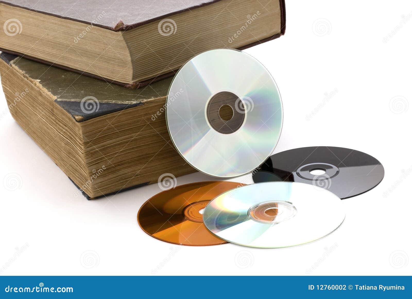 Old Thick Books and CD on a White Background Stock Photo - Image of ...