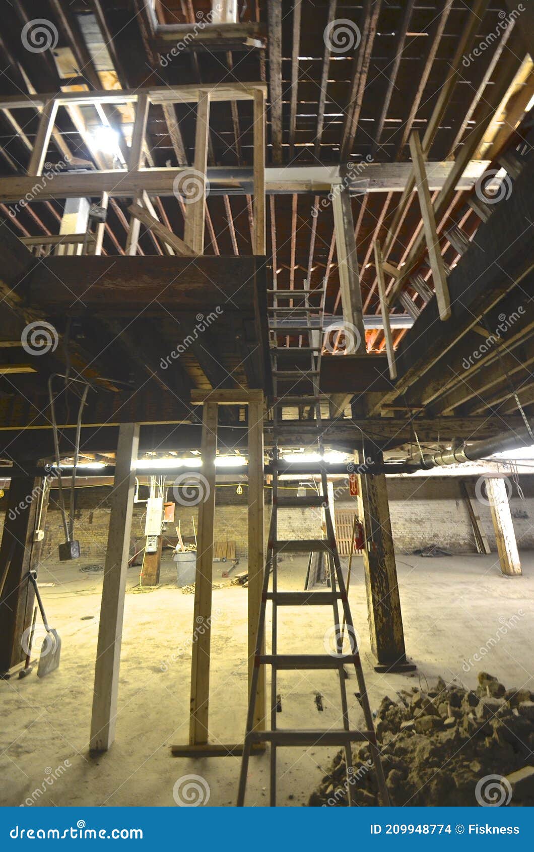 Old Three Story Warehouse Under Renovation Stock Photo - Image of three ...