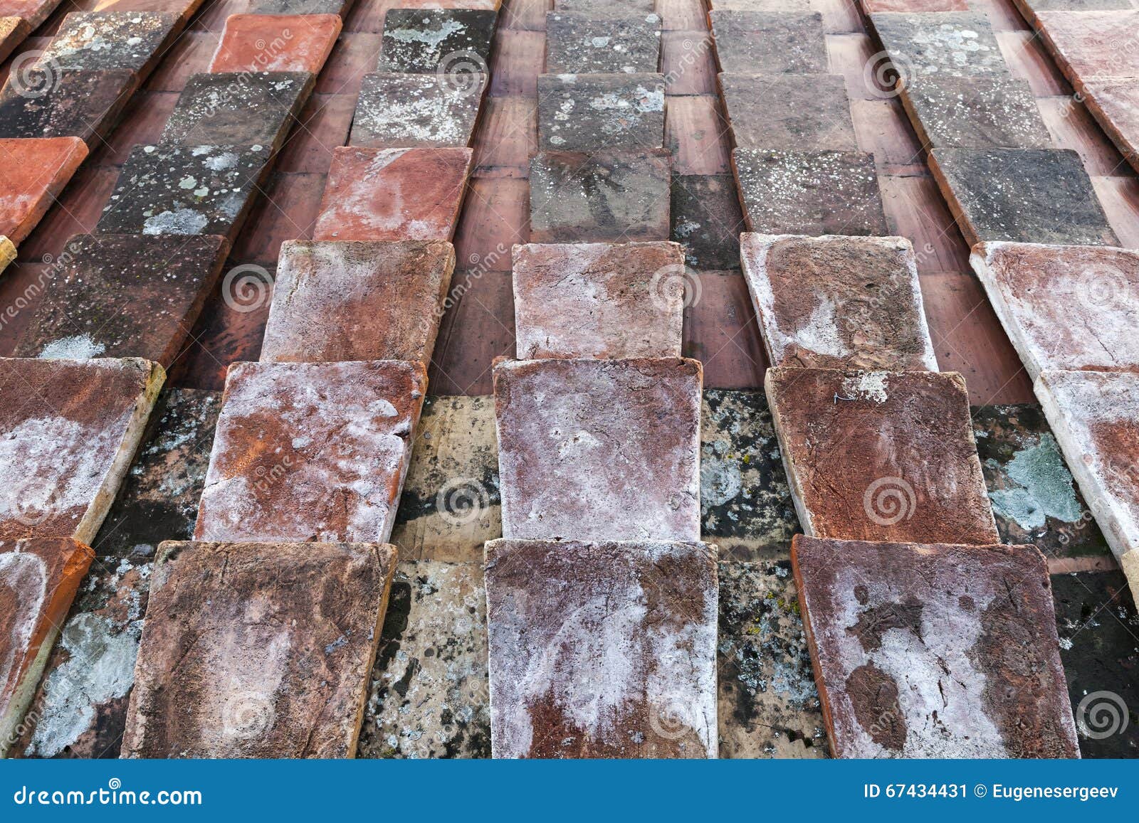 Old Tile Roof Background Texture with Perspective Stock Image - Image ...