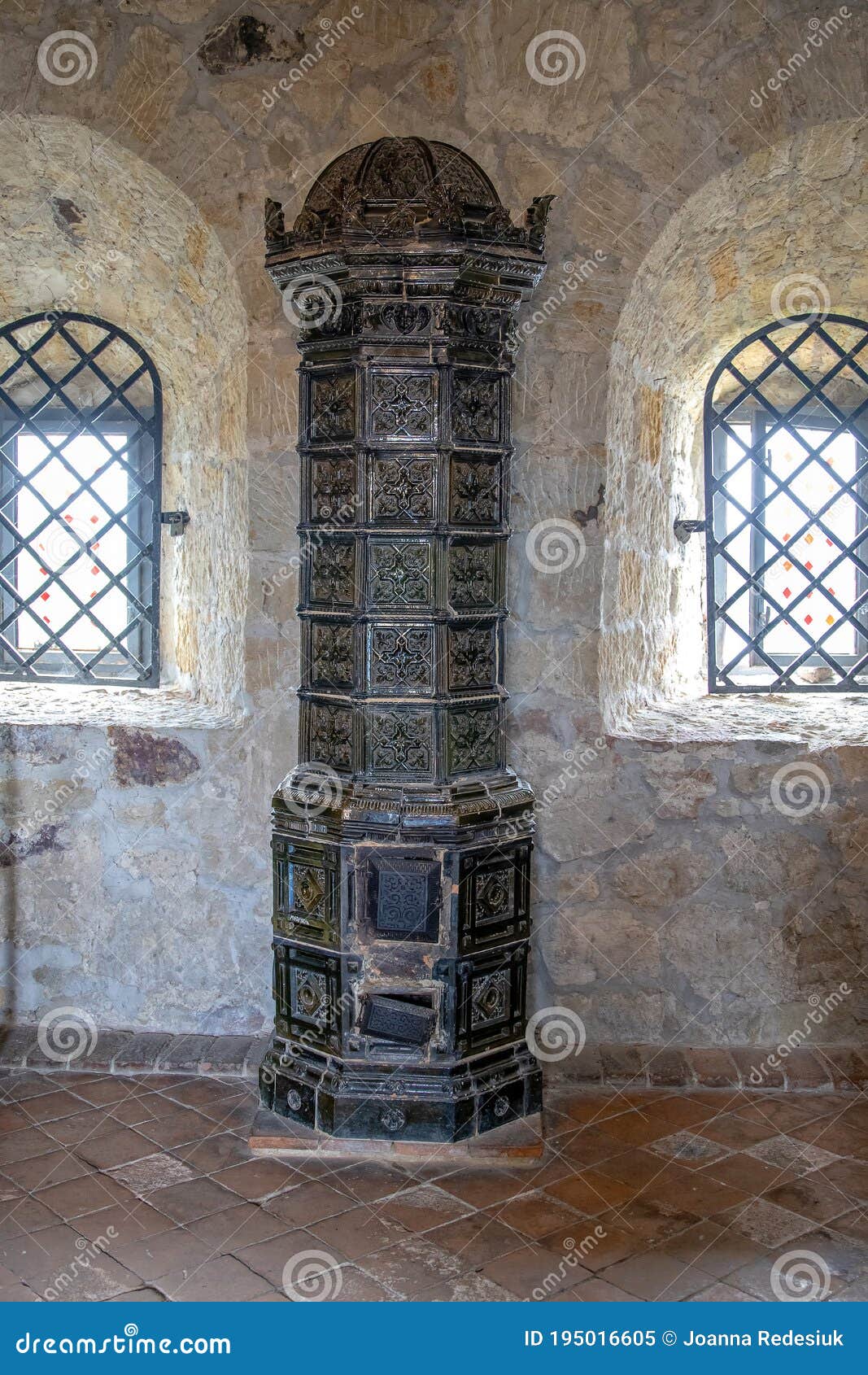 Old Tiled Antique Stove in the Castle Stock Image - Image of stove ...