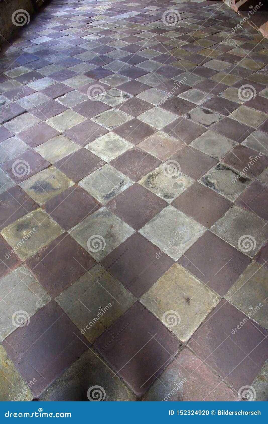 Old Tiled Pavement Texture Background in Perspective Stock Photo ...