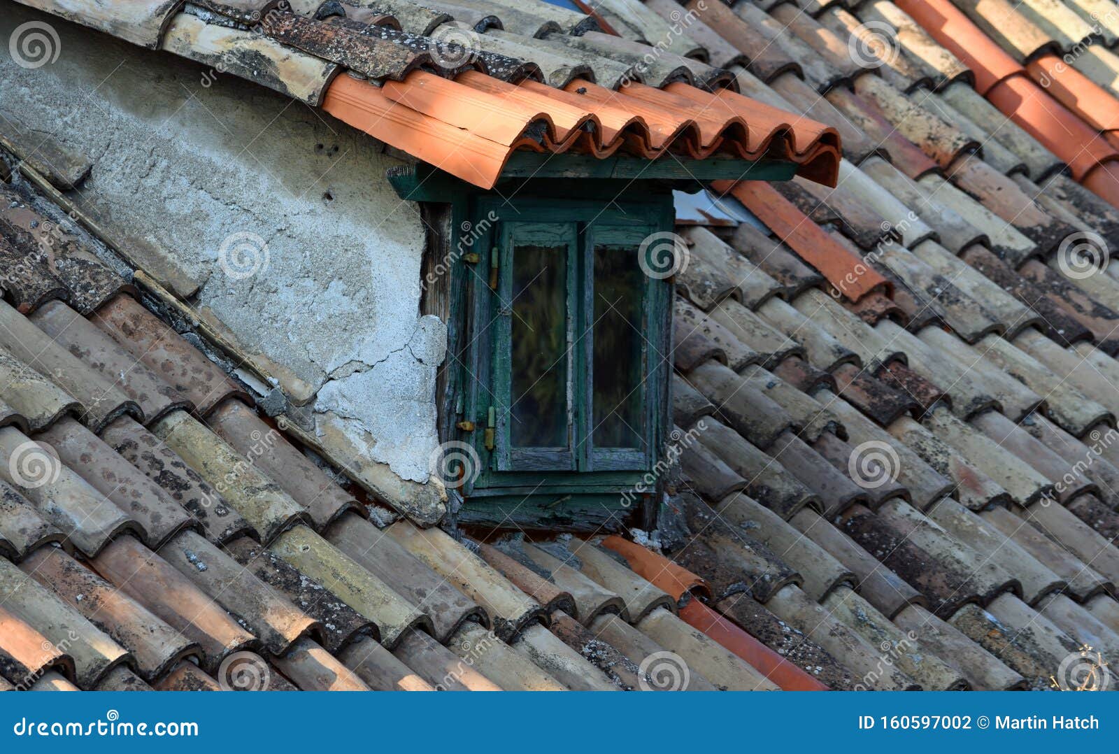 Old Tiled Roof and Window Close Up Stock Photo - Image of architectural ...