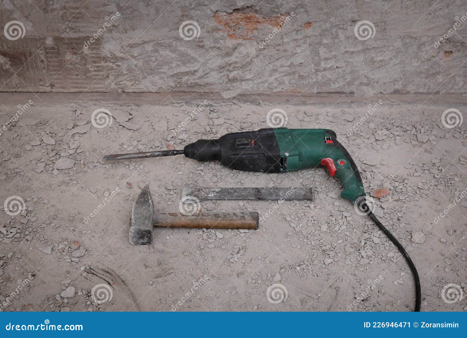 Old Tiles and Mortar Demolish Tools Stock Image - Image of damaged ...