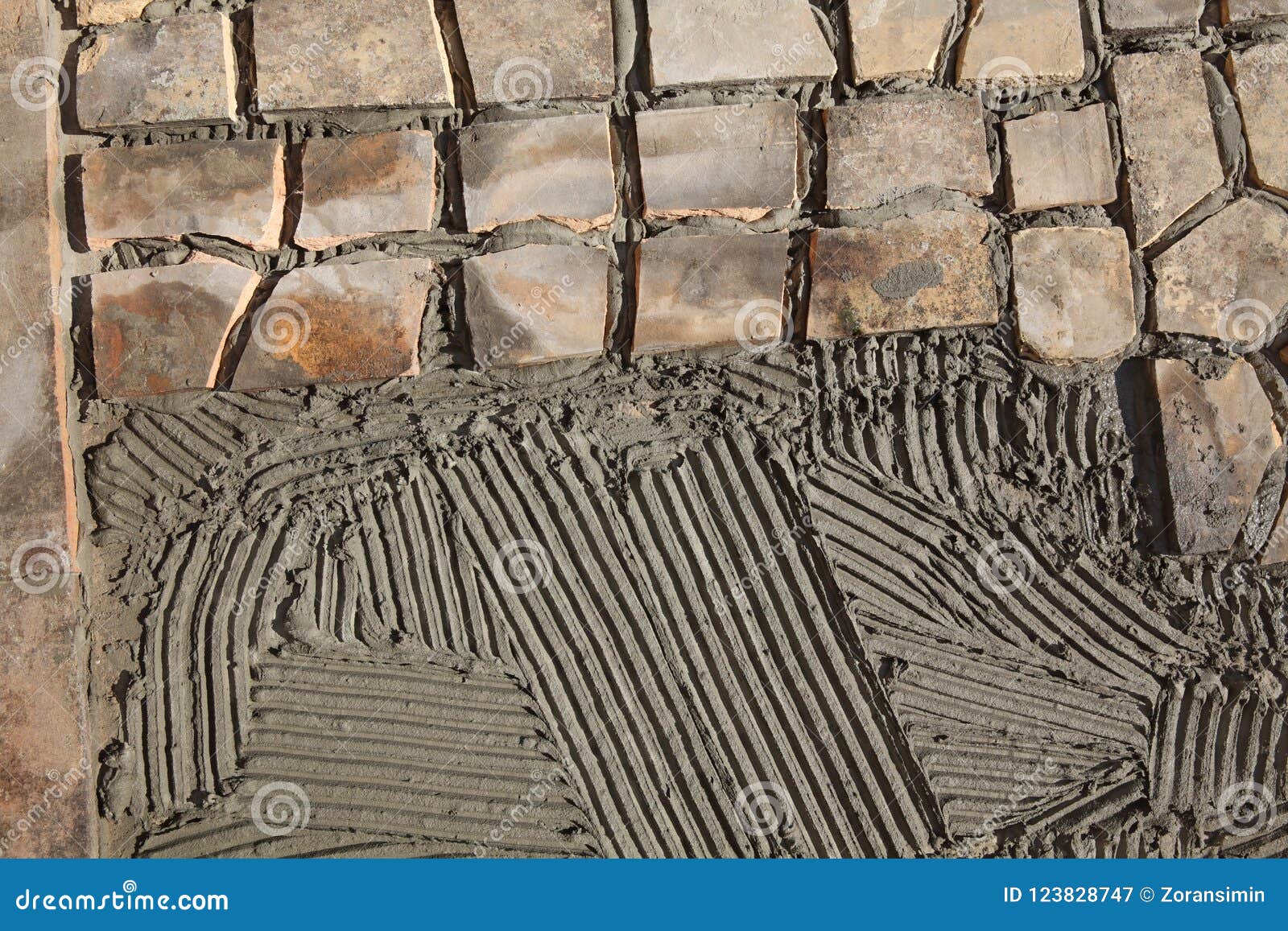 Pavement or Terrace Making, Using Recycling Materials Stock Image ...