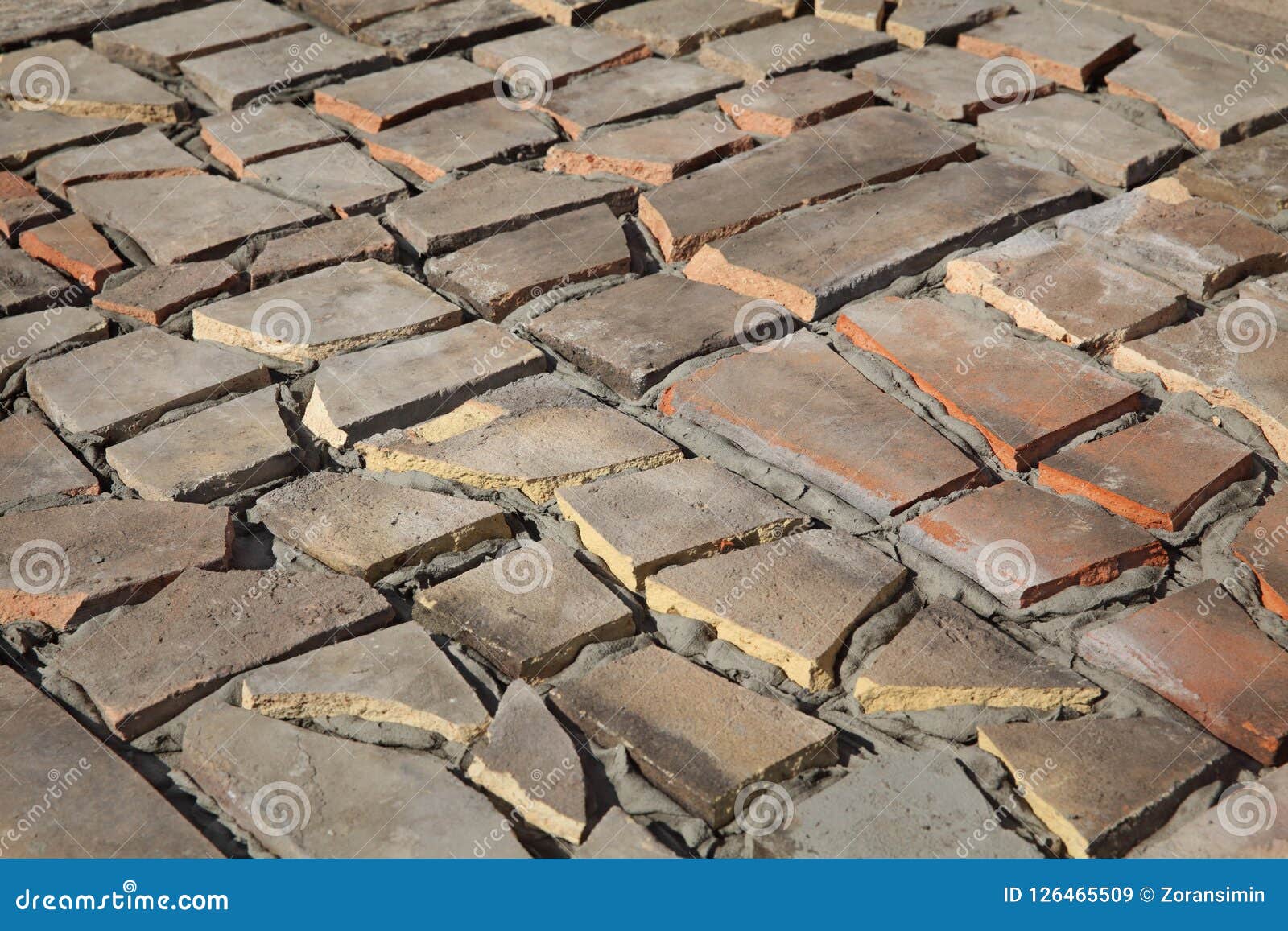 Pavement or Terrace Making, Using Recycling Materials Stock Image ...