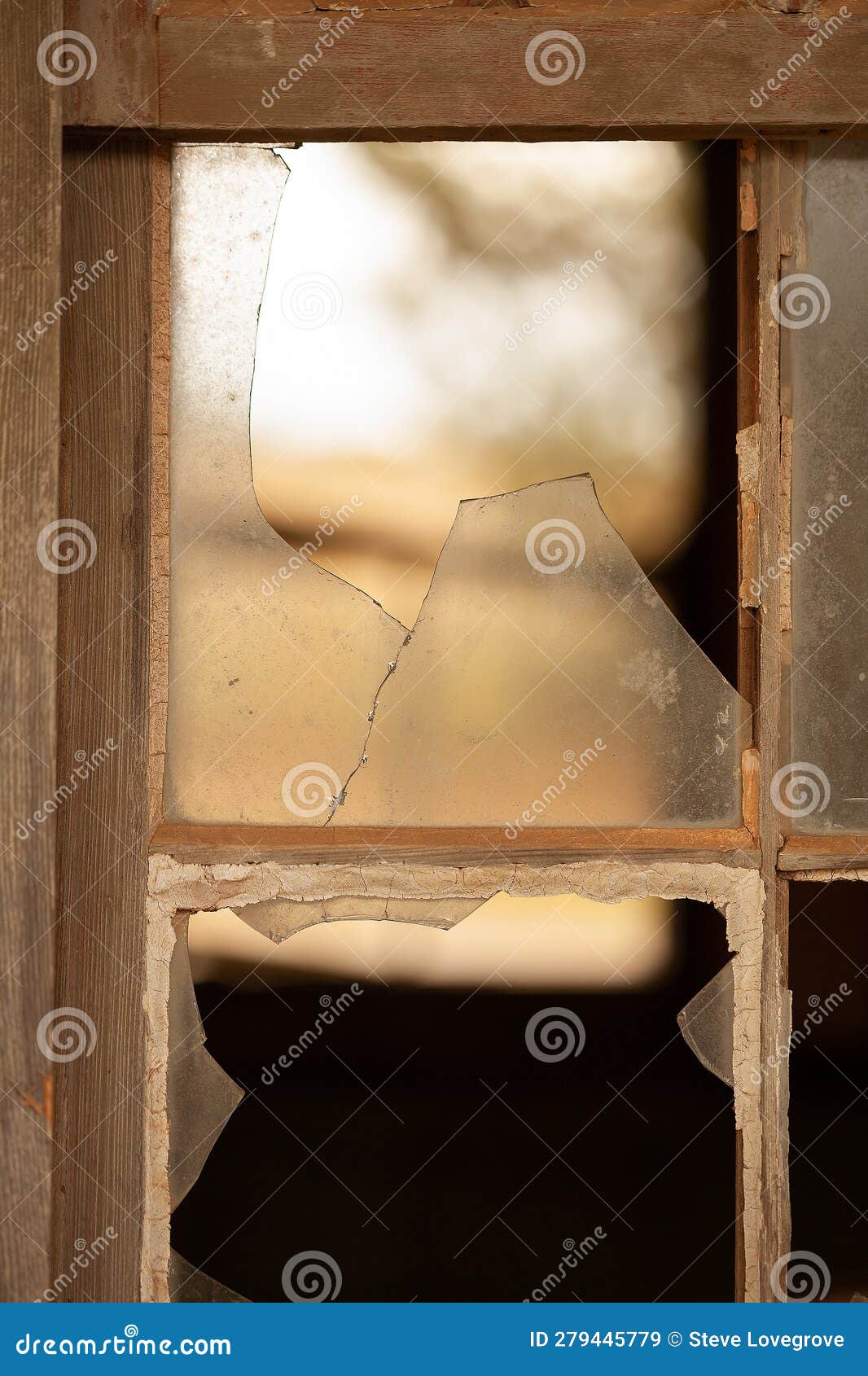 Old Timber Window Frames with Broken Glass Stock Image - Image of worn ...