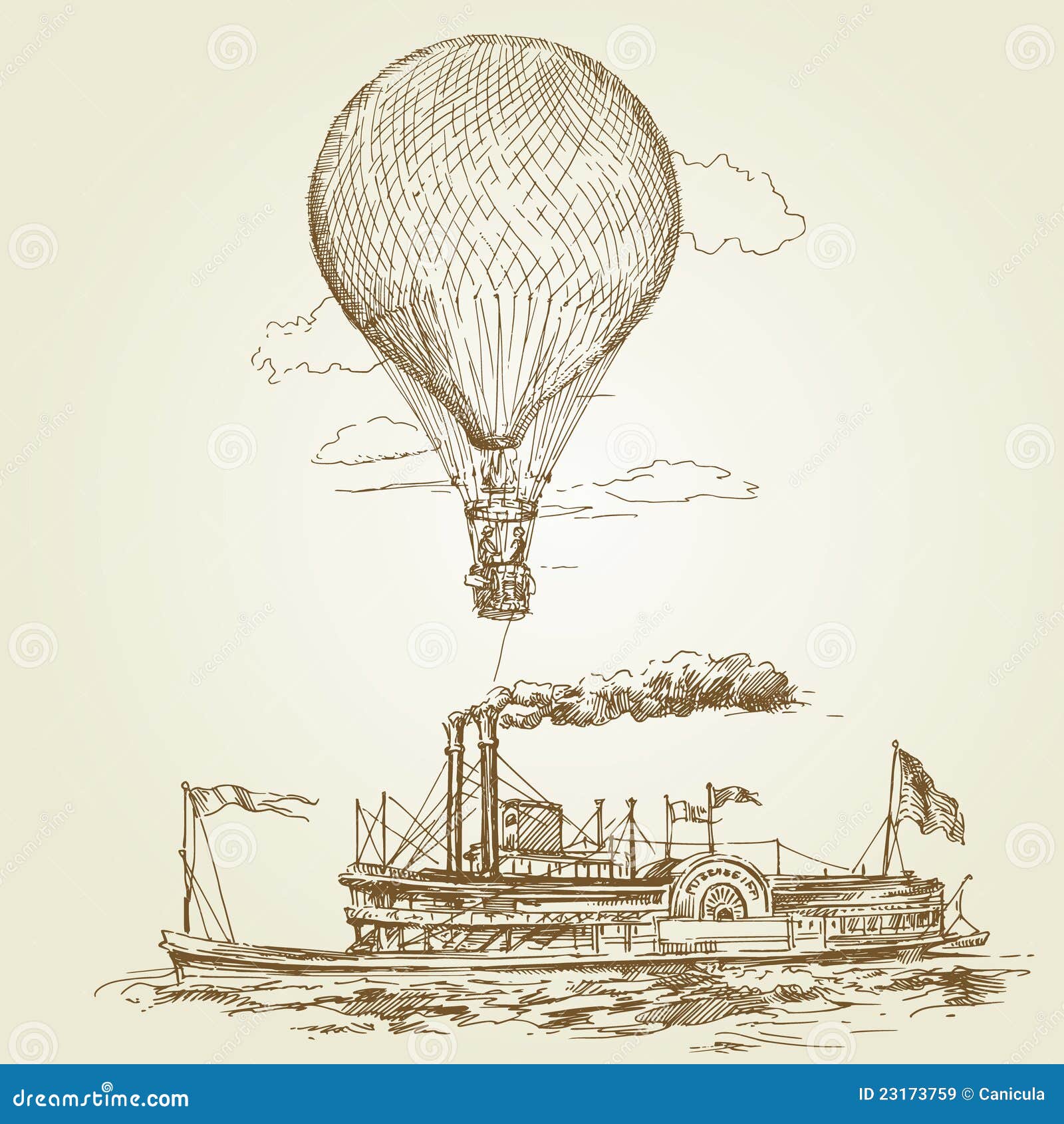 Old time stock vector. Illustration of tour, retro, river - 23173759