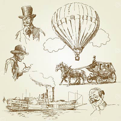 Old time stock vector. Illustration of drawing, trip - 23173773