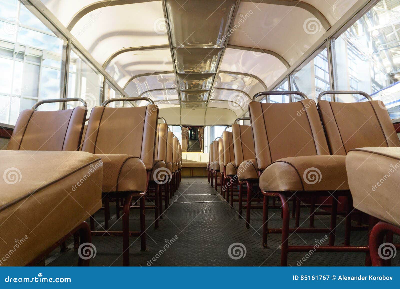 Old Time Bus Cabin with Seats Stock Image - Image of window, vehicle ...