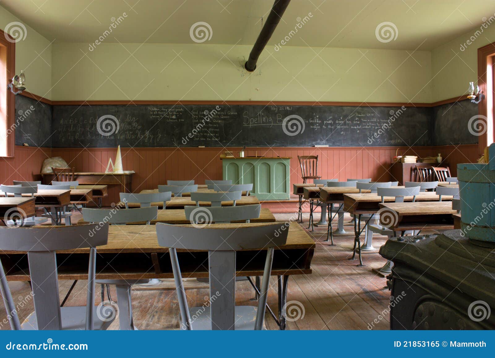 Old-time classroom stock image. Image of room, village - 21853165