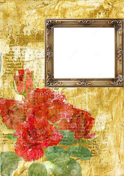 Old-time frame and roses stock illustration. Illustration of rift ...
