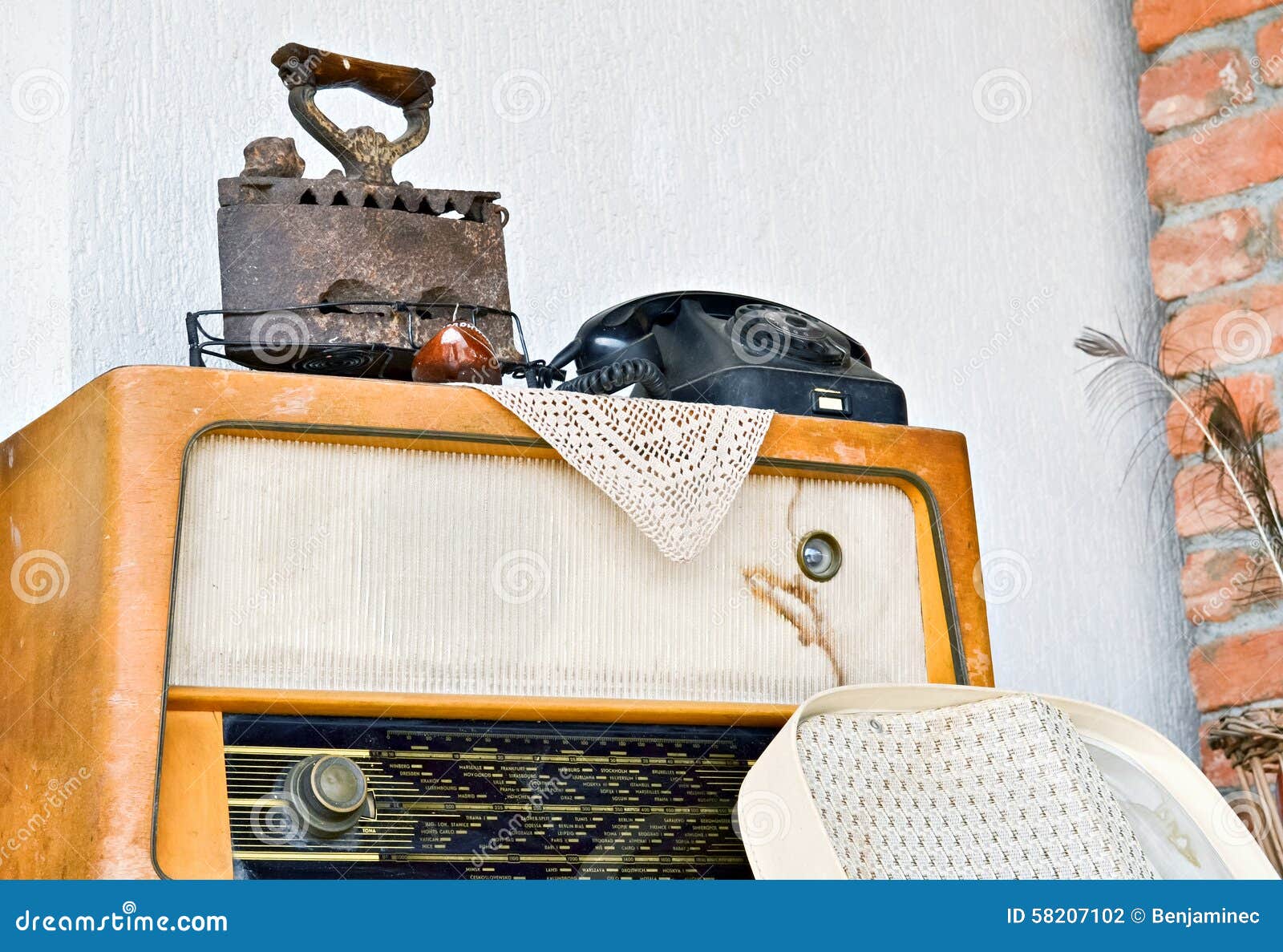 Old time objects stock photo. Image of transistor, telephone - 58207102