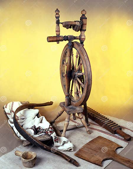 Old-time spinning wheel stock image. Image of historic - 5473167
