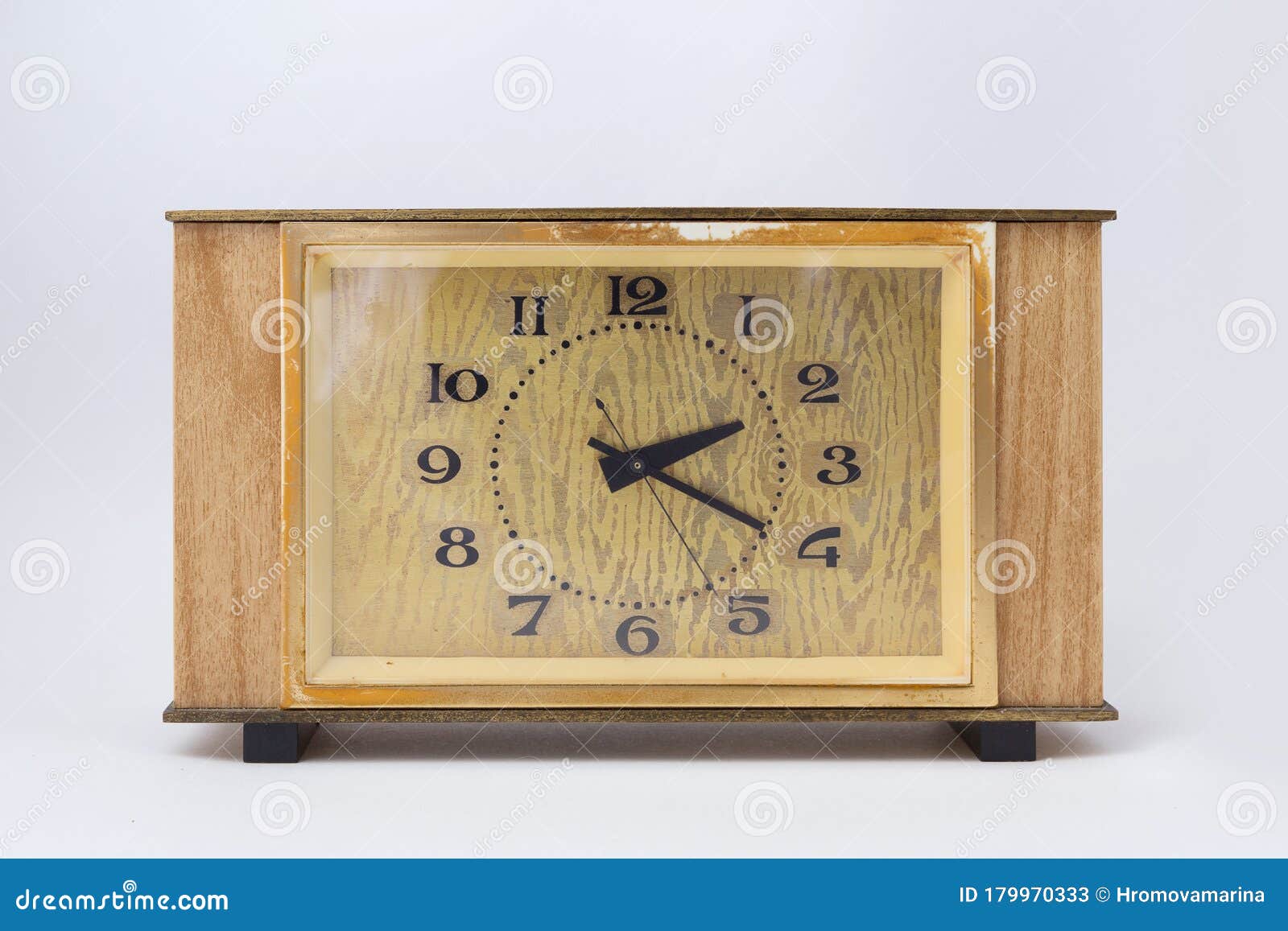 Old Time-worn Rectangular Soviet Clock on a Light Background Isolated ...
