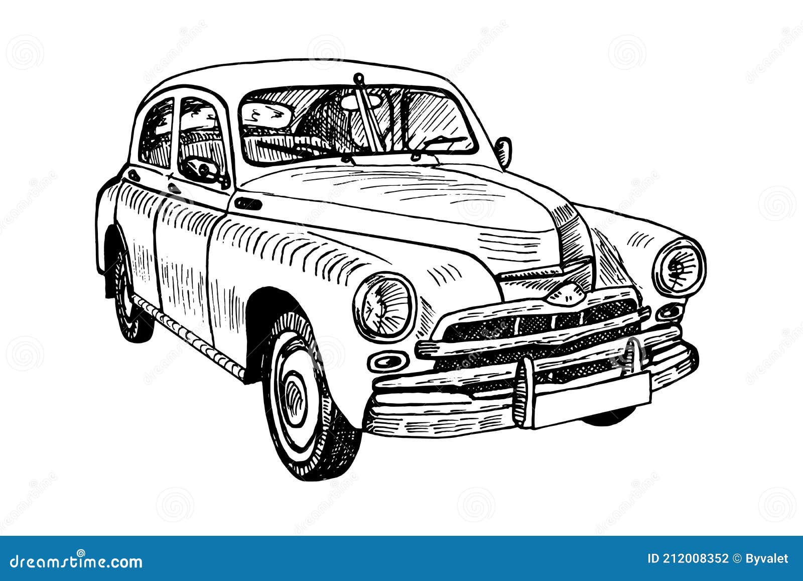 Old Timer Classic Car Sketch Graphics Stock Vector - Illustration of ...