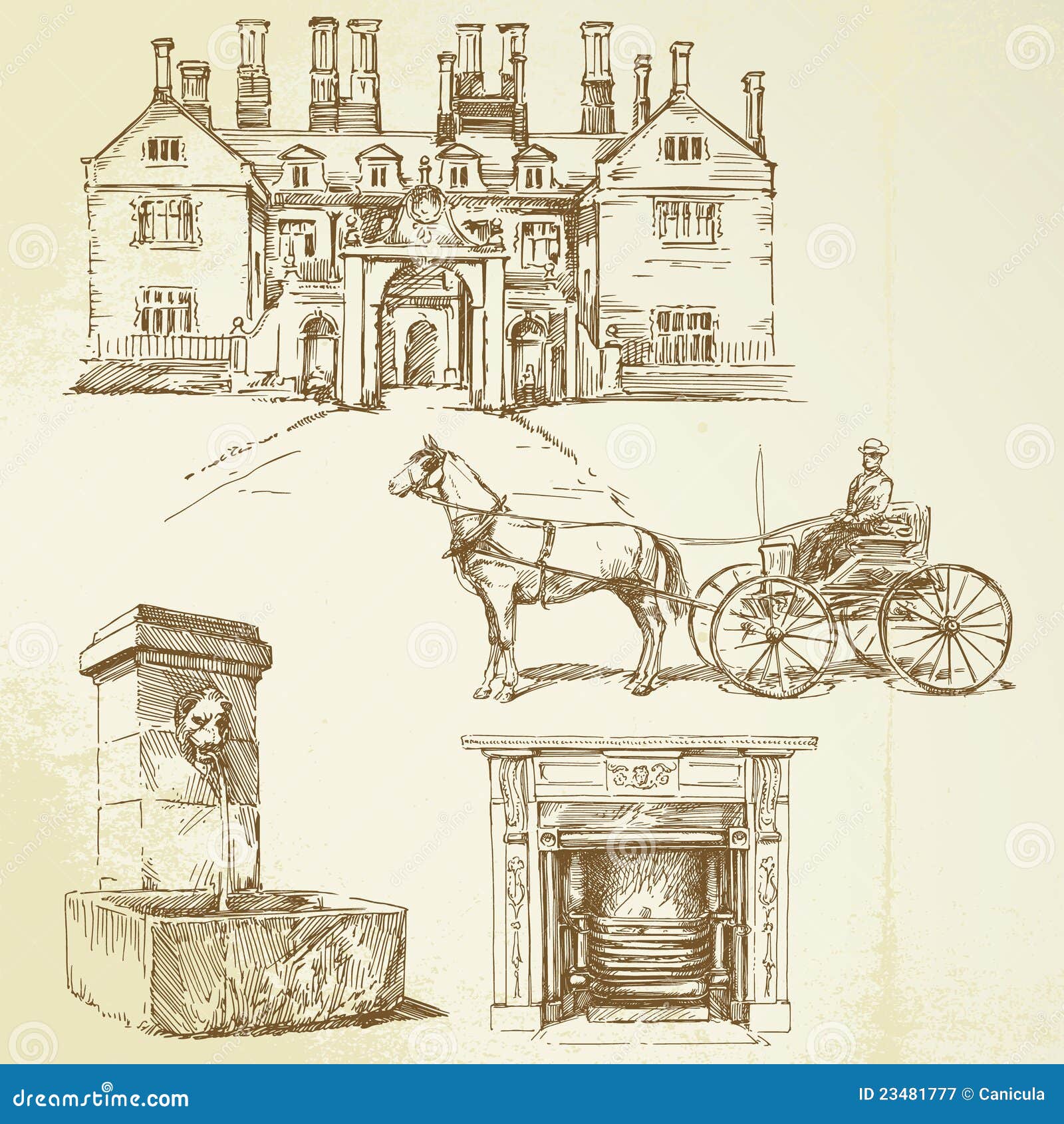 Old times stock vector. Illustration of vintage, fireplace - 23481777