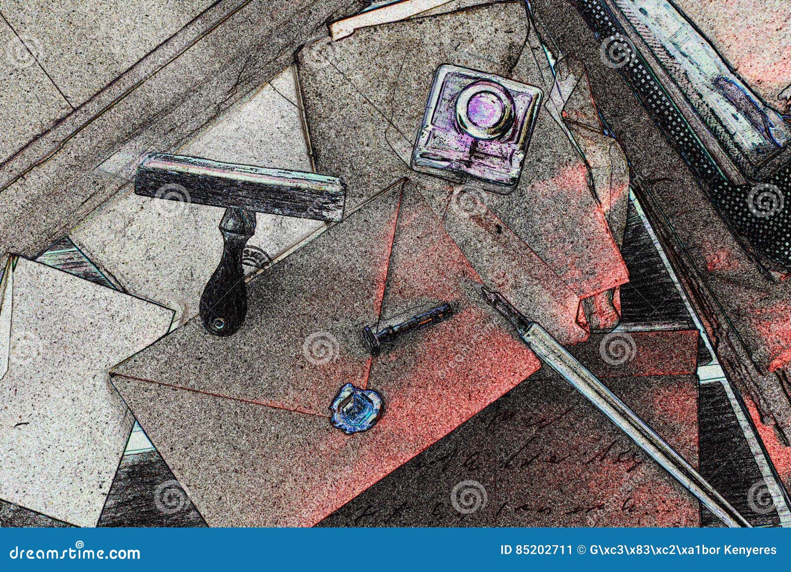 Old Times - Letter Writing, Draw Stock Image - Image of copy ...