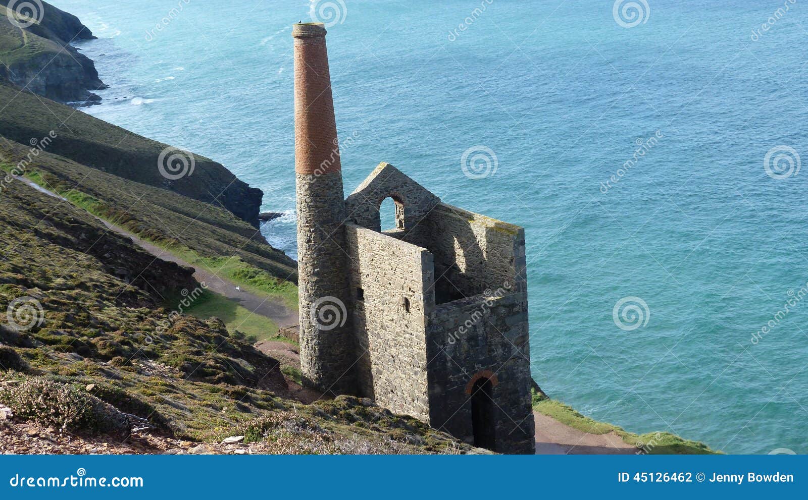 Old Tin Mine Remains on Cliffs in Cornwall UK Stock Photo - Image of ...